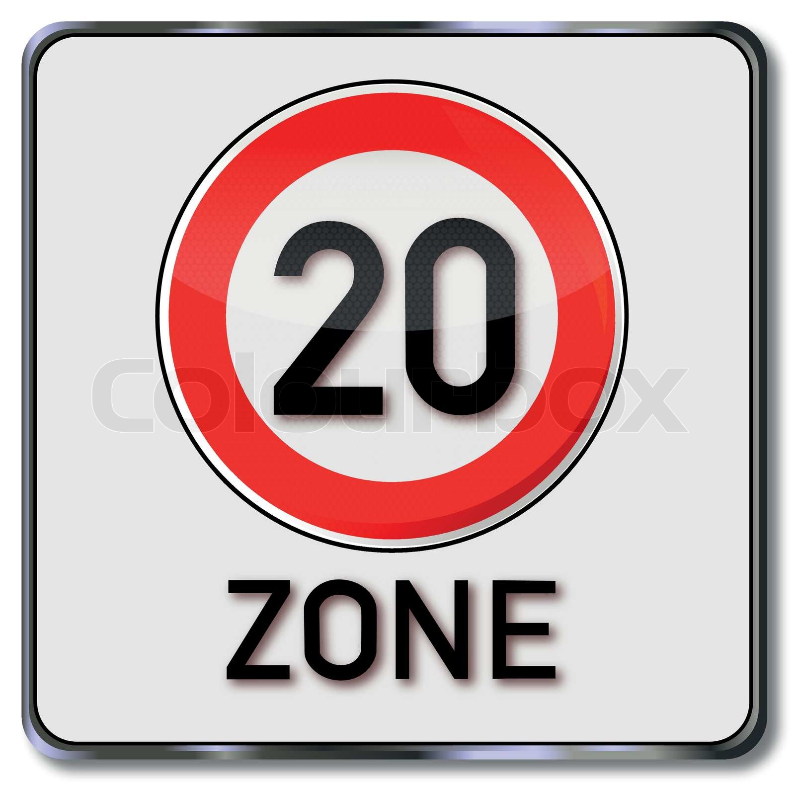 Road sign speed limit 20 zone | Stock vector | Colourbox
