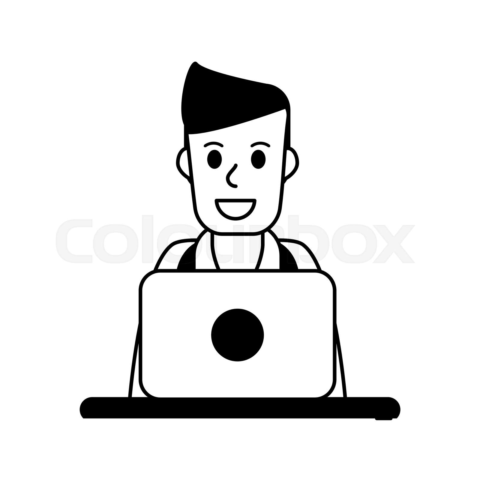 man using laptop icon image | Stock vector | Colourbox