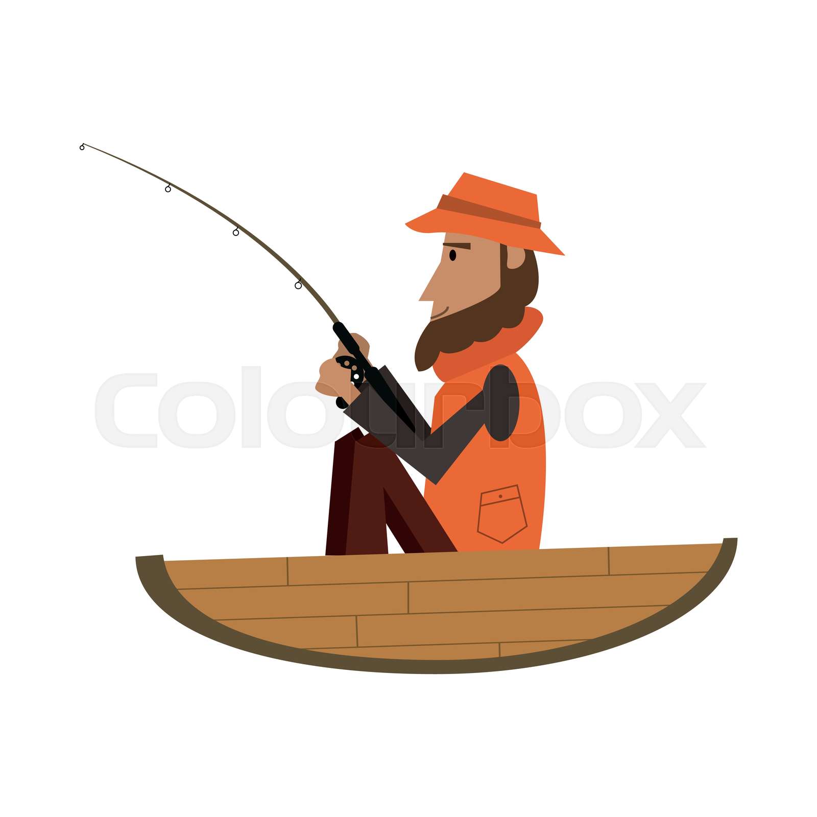 fisherman on boat icon image | Stock vector | Colourbox
