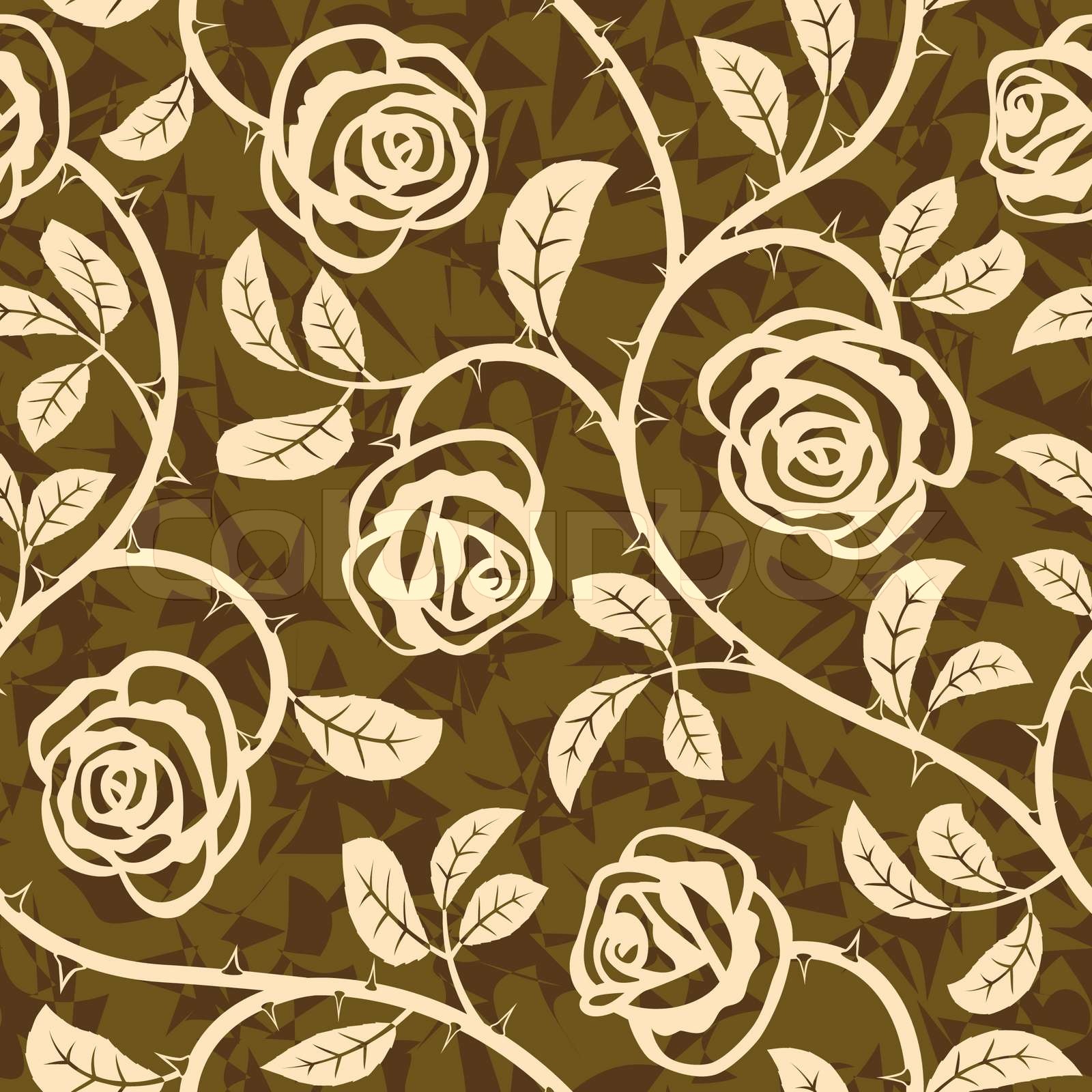 Rose Flowers Seamless Vector Repeat Pattern | Stock vector | Colourbox