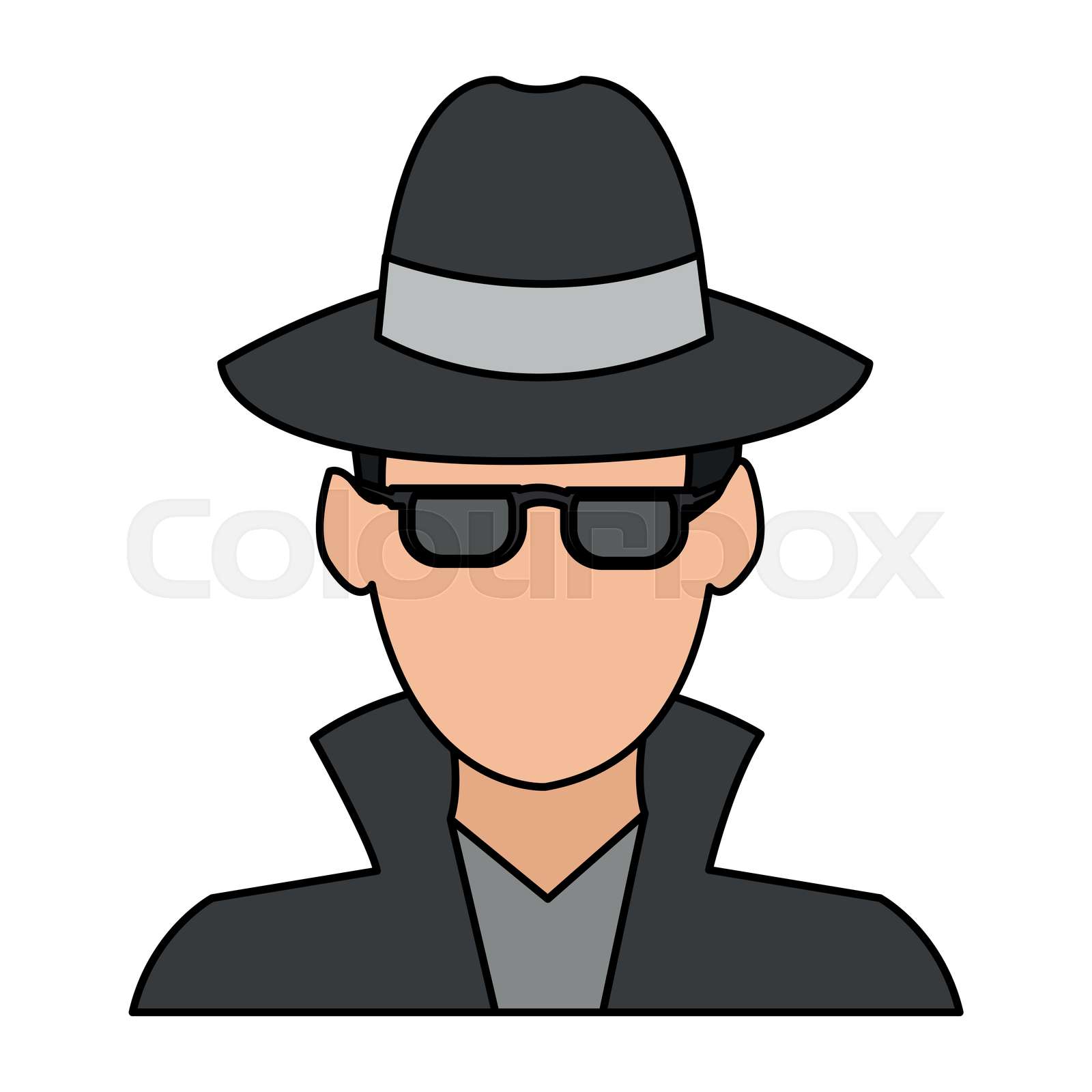 suspicious man or criminal with hat and sunglasses icon image | Stock ...