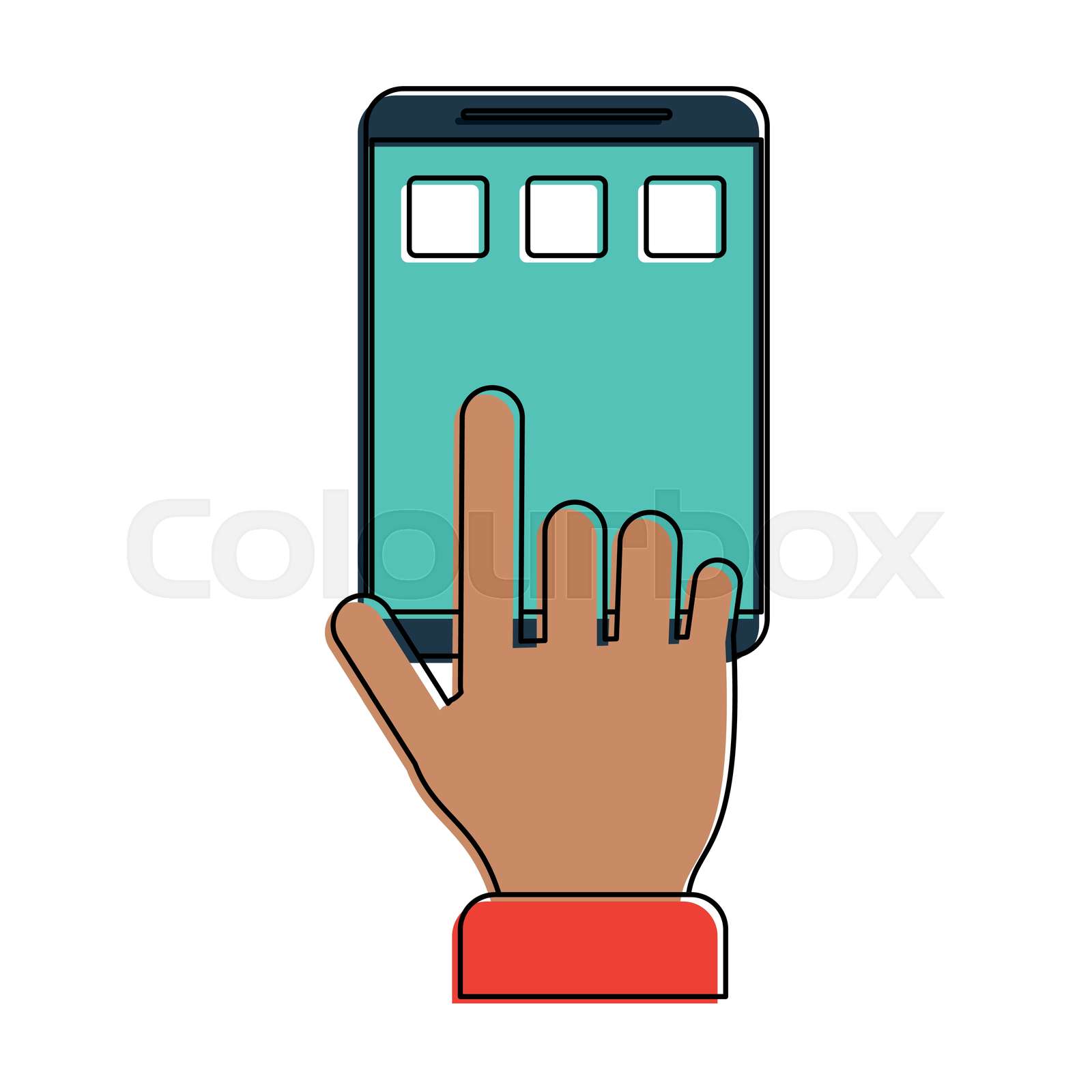 hand tapping smartphone icon image | Stock vector | Colourbox