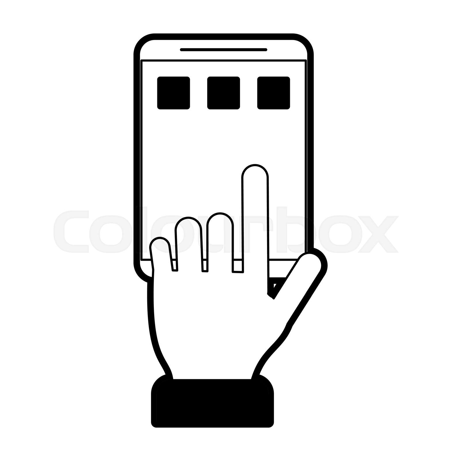hand tapping smartphone icon image | Stock vector | Colourbox