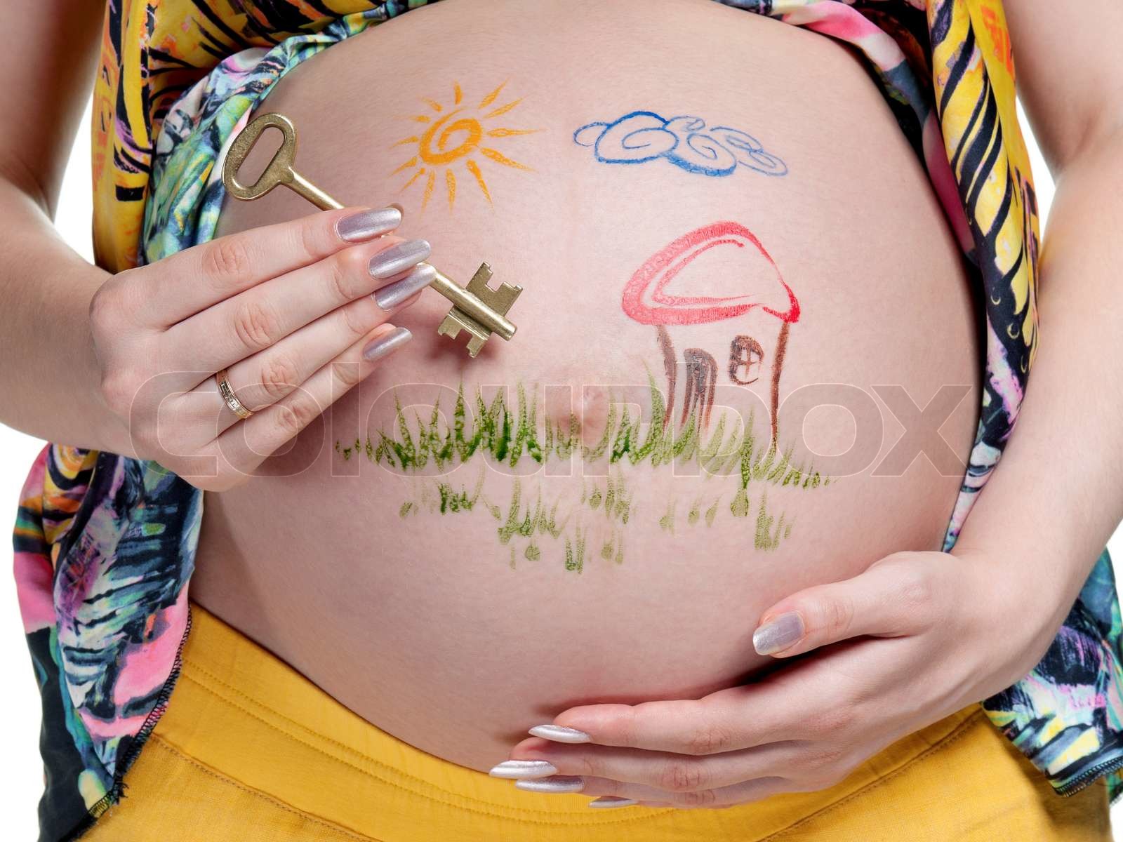 Tummy with drawing | Stock image | Colourbox