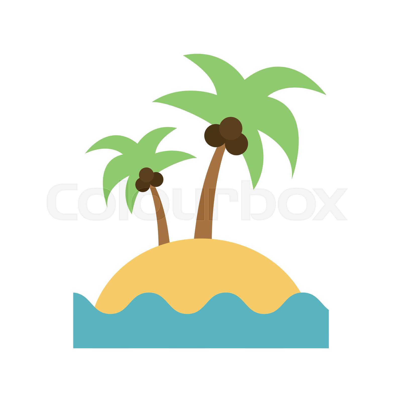 island with palm tree and sea icon image | Stock vector | Colourbox