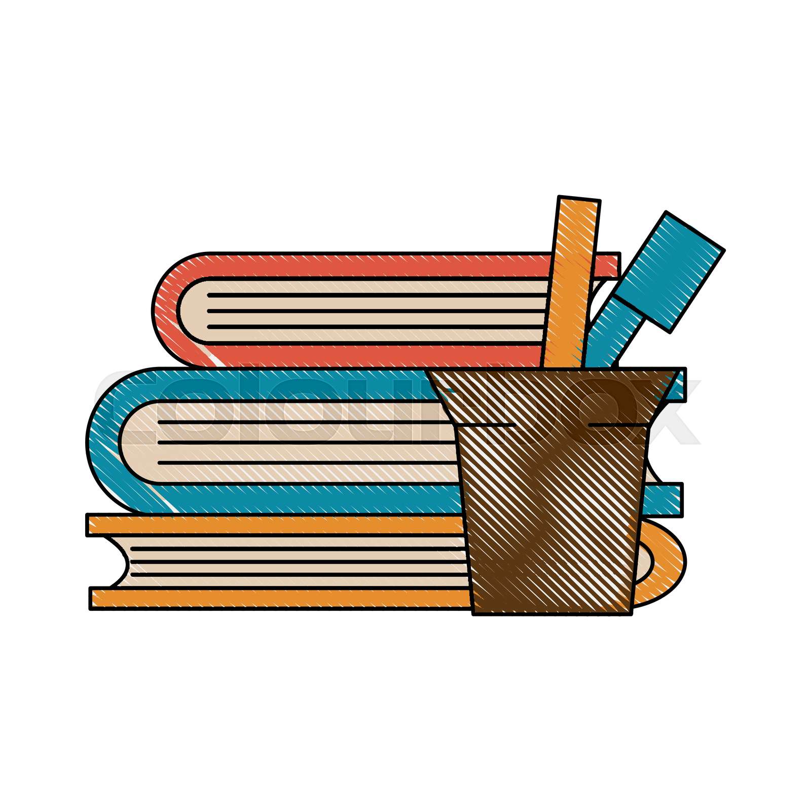 Books and pens | Stock vector | Colourbox
