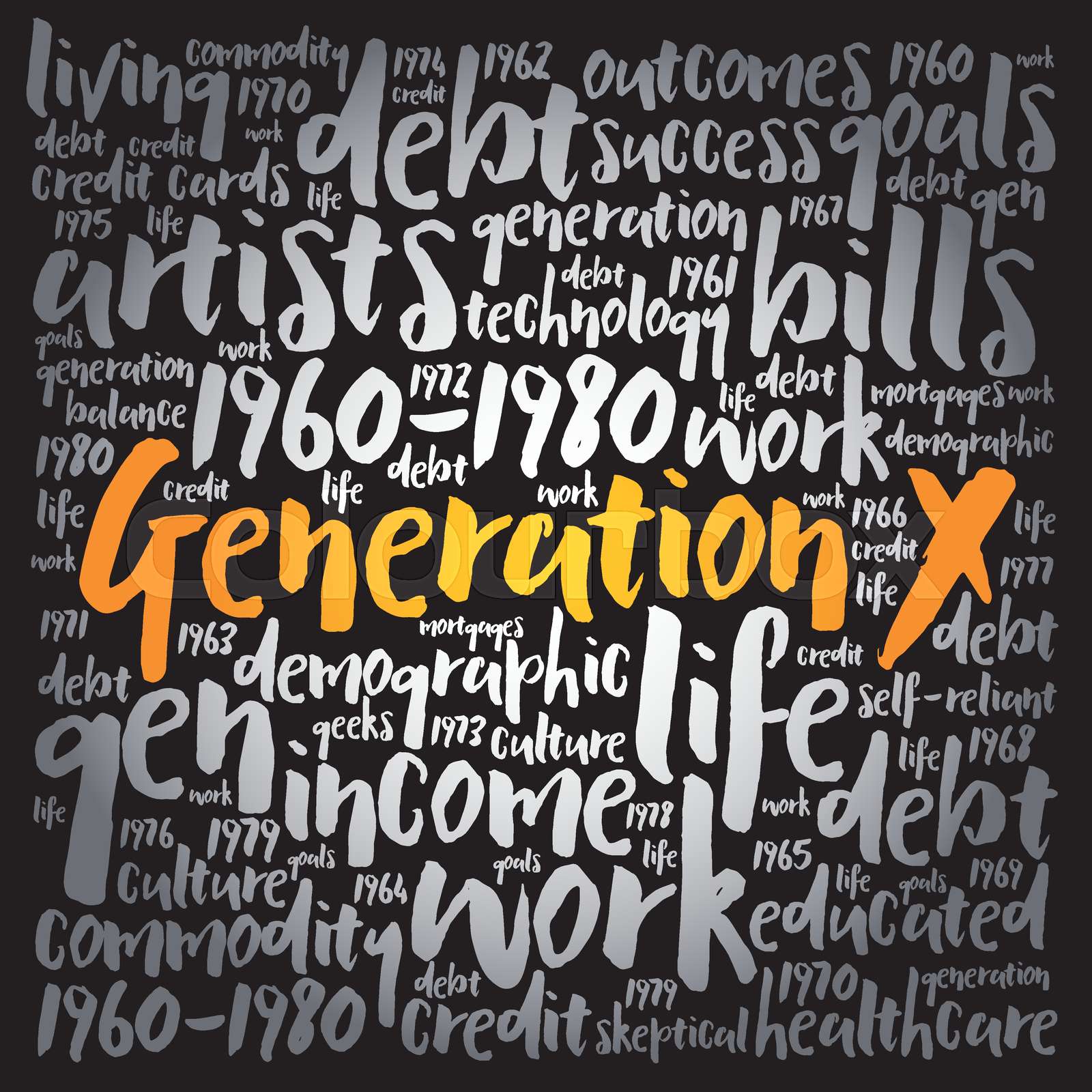 Generation X word cloud collage | Stock vector | Colourbox