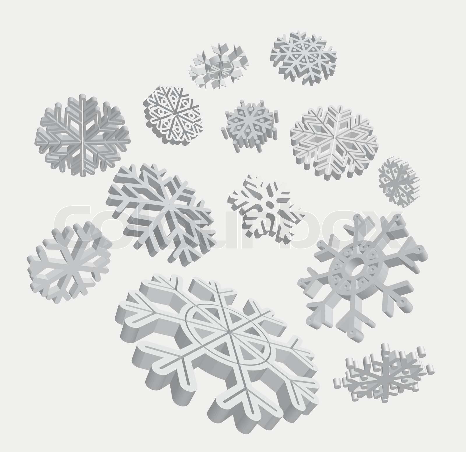 3D Snowflakes | Stock vector | Colourbox
