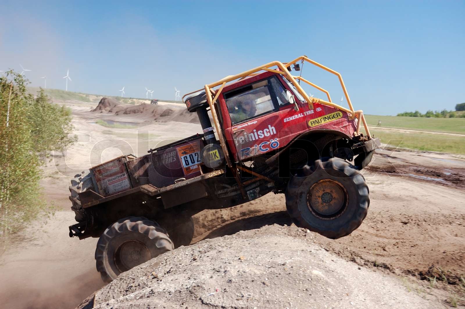 Mercedes Benz Unimog rally truck at offroad competition | Stock image ...