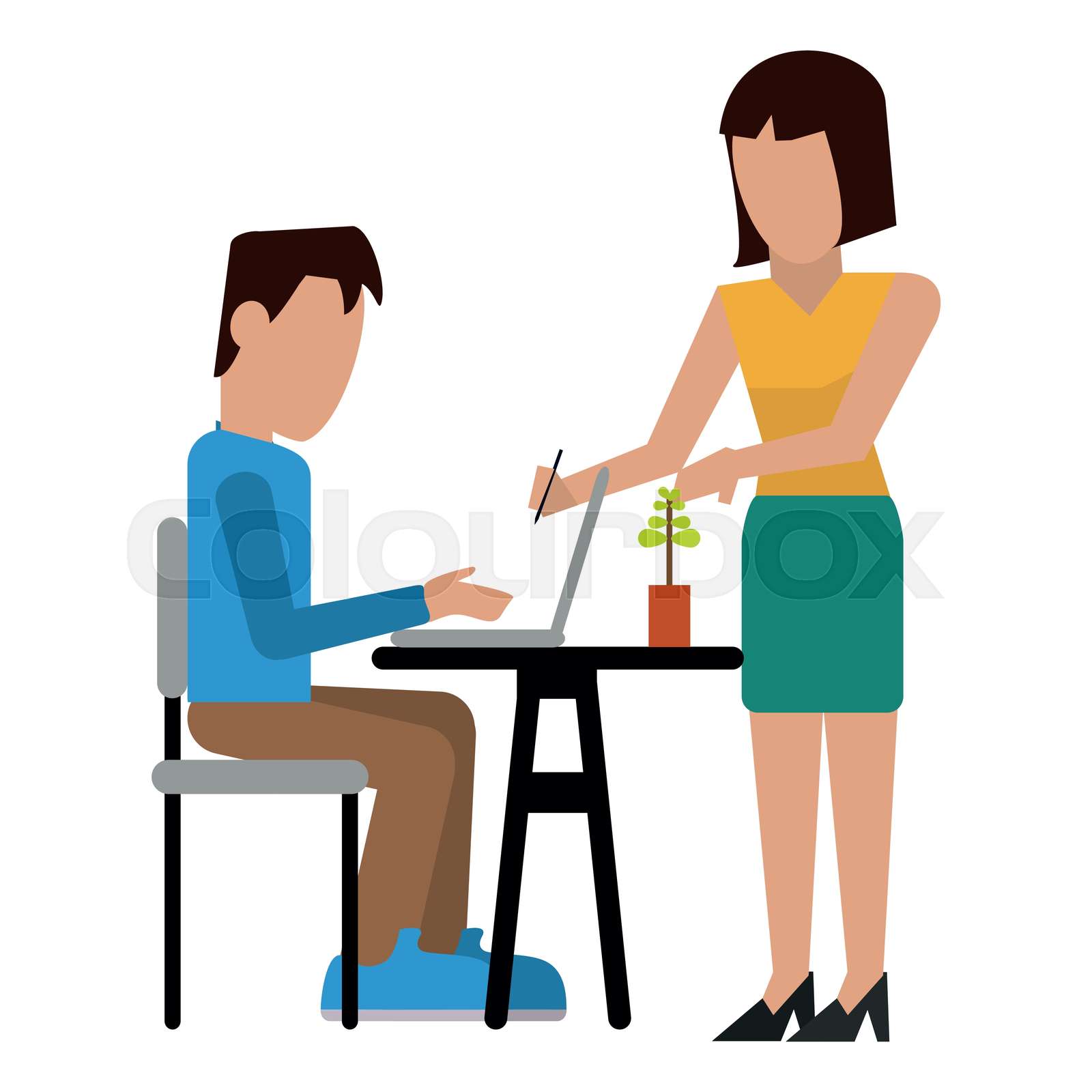 Working with computer avatar | Stock vector | Colourbox