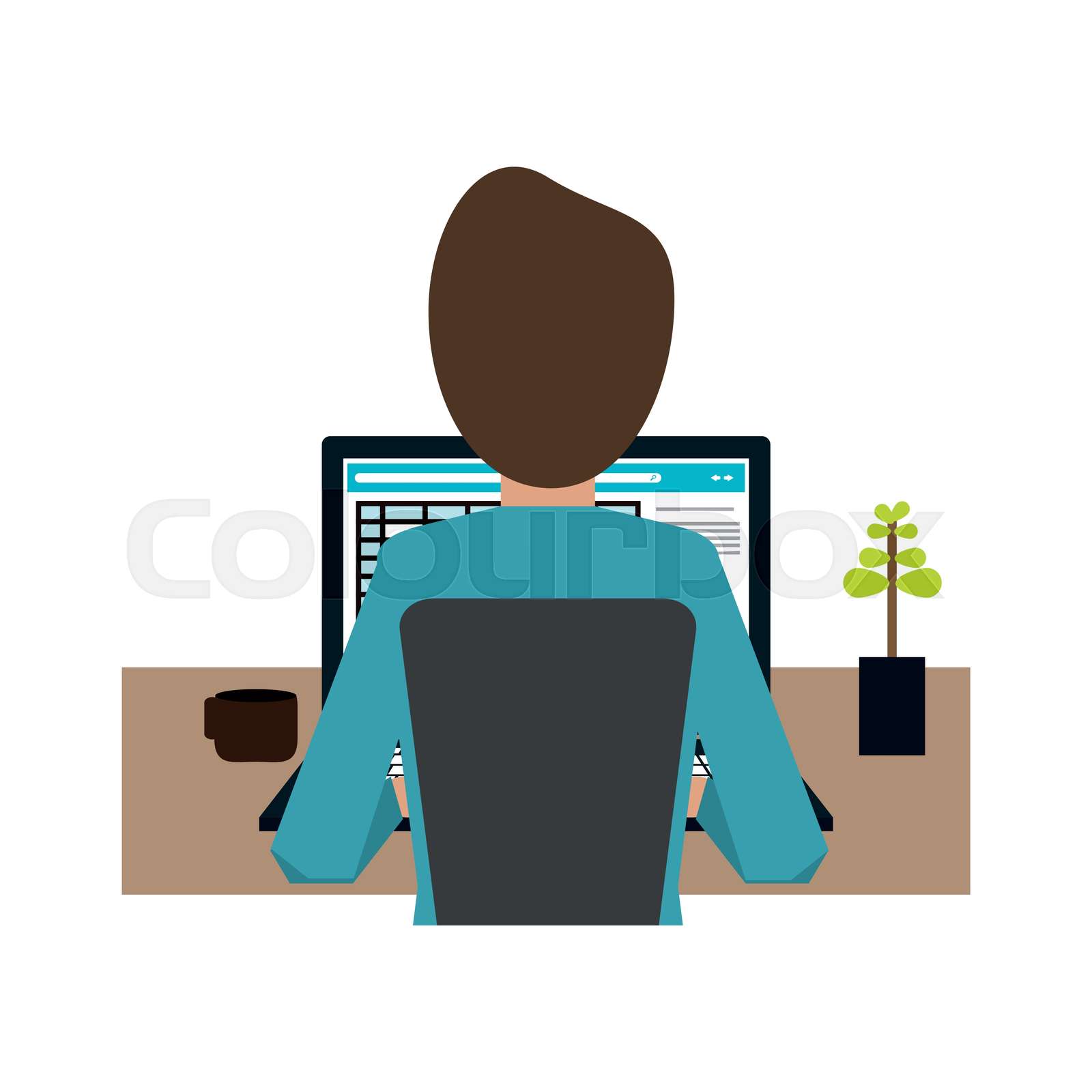 Working with computer avatar | Stock vector | Colourbox