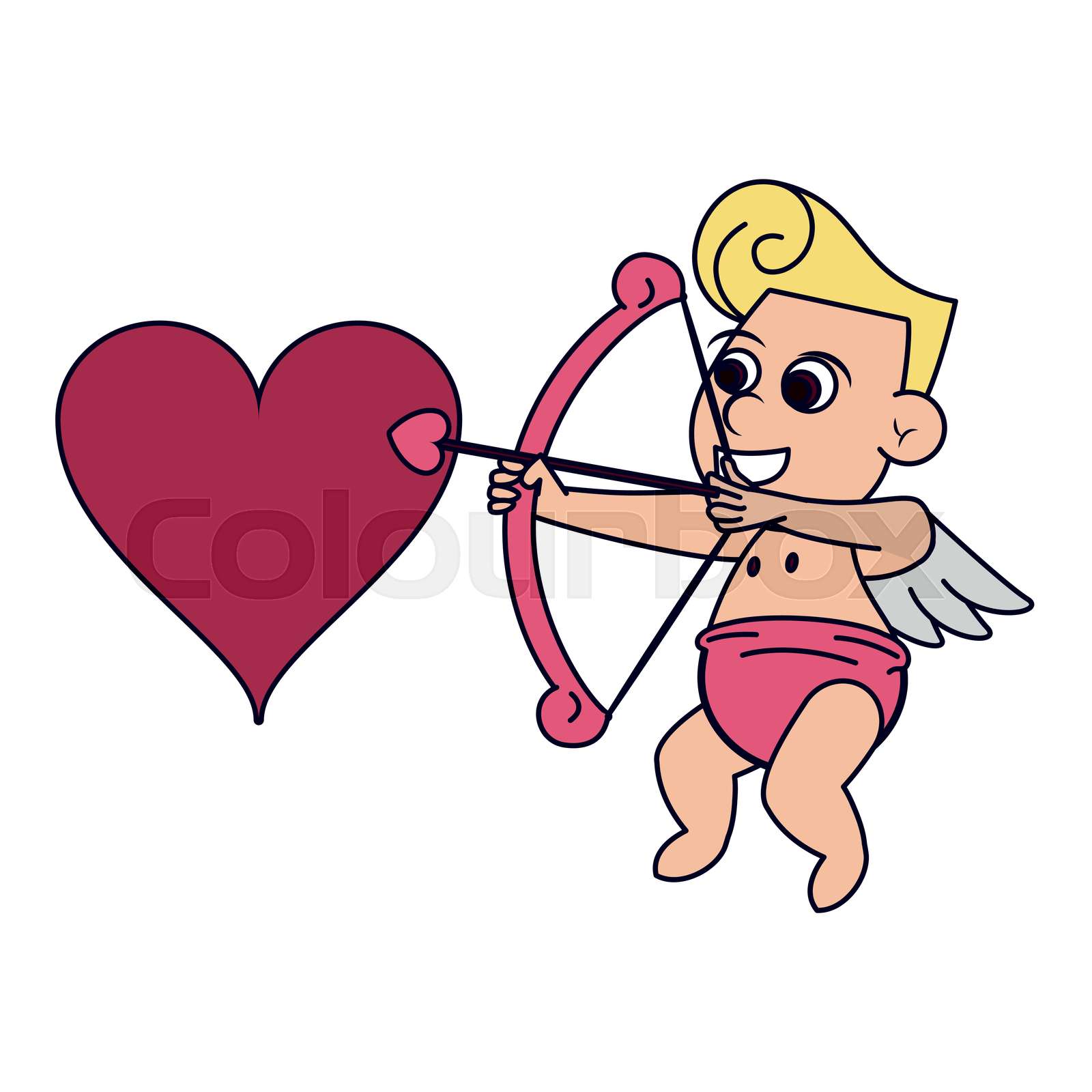 Cupid with harp and heart | Stock vector | Colourbox