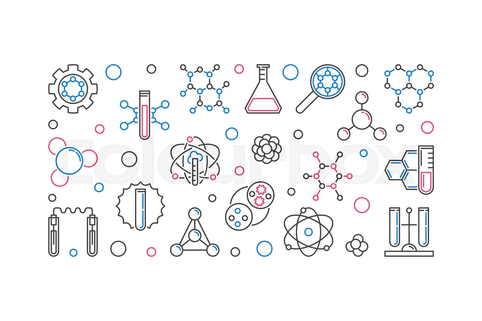 Biochemistry vector linear concept banner or illustration | Stock ...