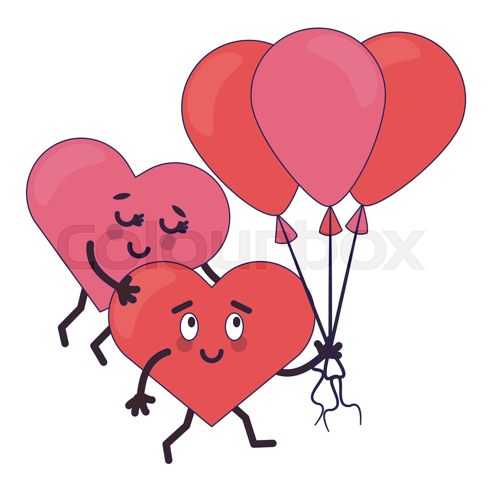 cute hearts in love cartoons | Stock vector | Colourbox