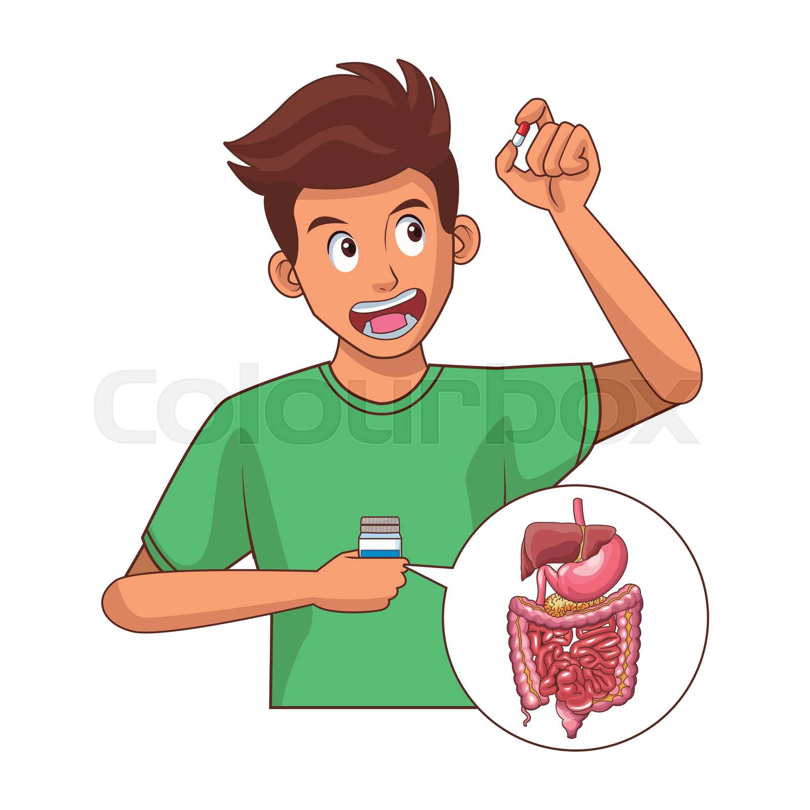 man taking a pill | Stock vector | Colourbox