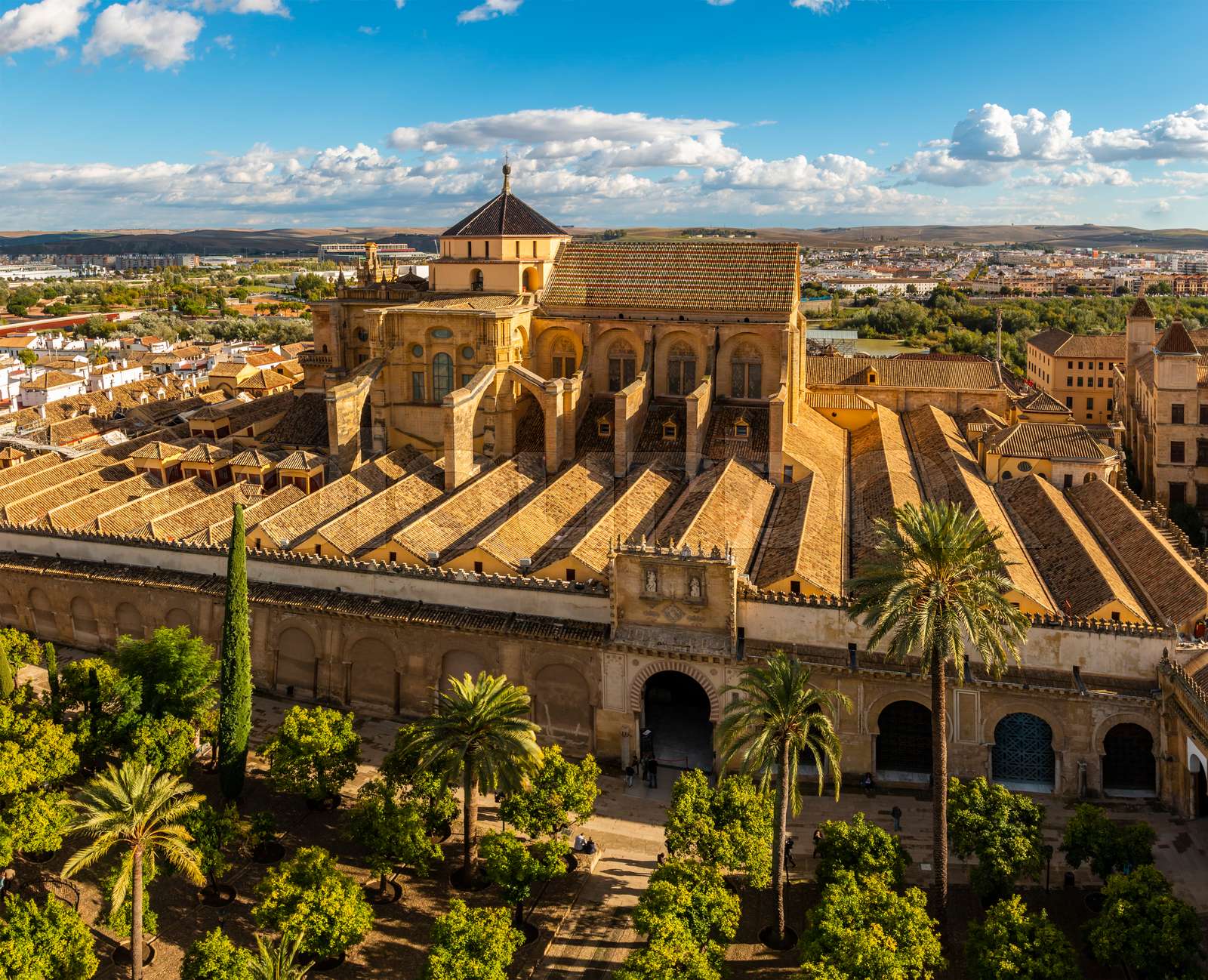 Old amazing Moorish Mosque Cathedral from above in Cordoba, Spain ...