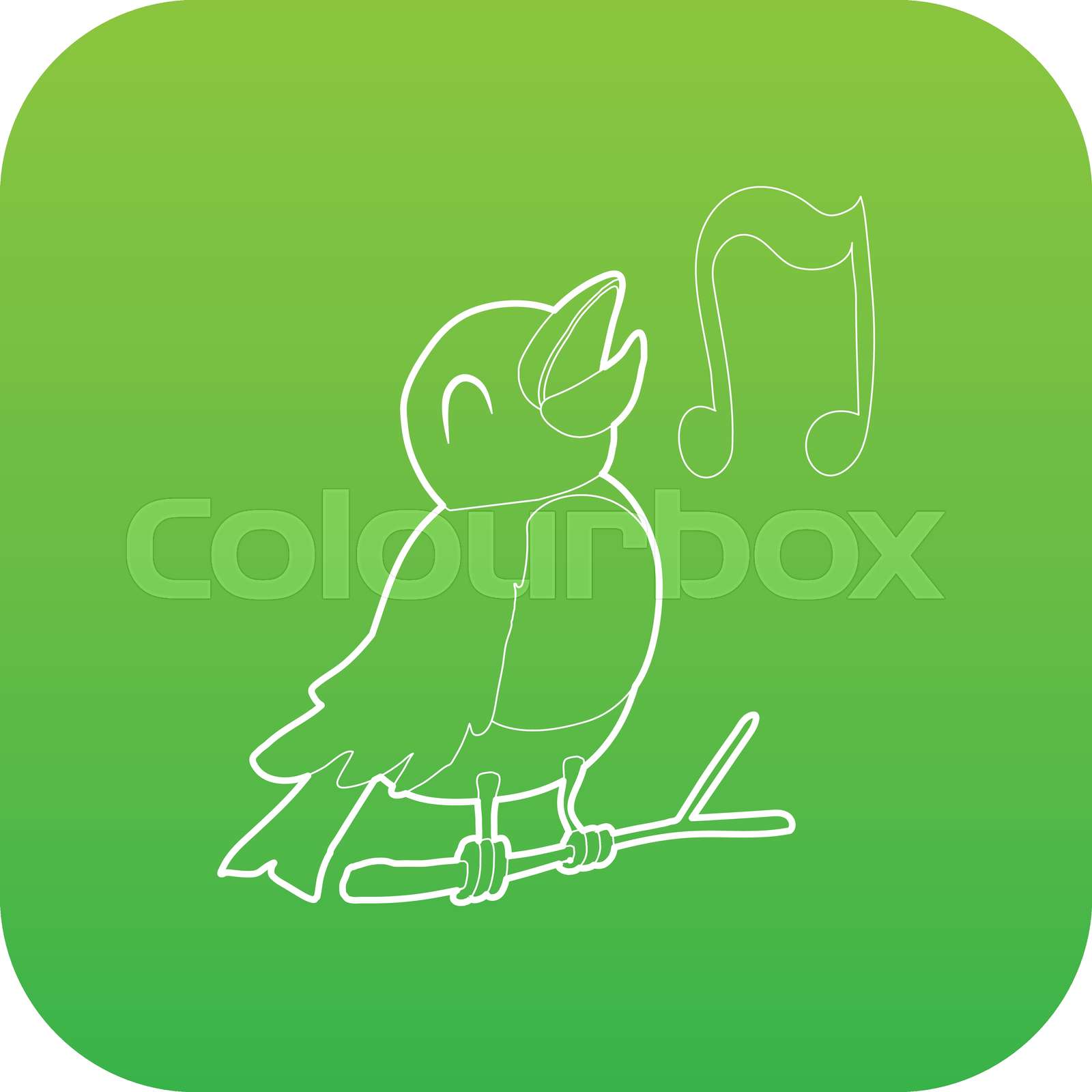 Bird singing icon green vector | Stock vector | Colourbox