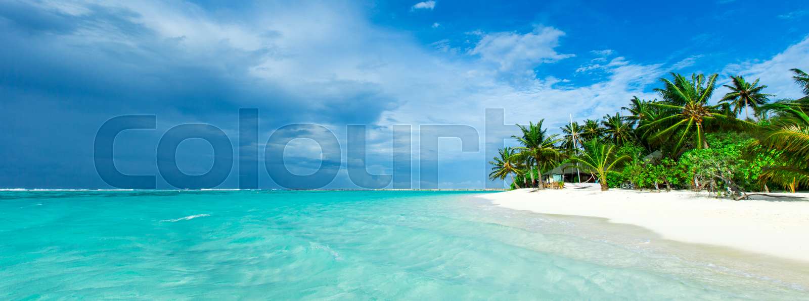 tropical Maldives island with white sandy beach and sea | Stock image ...