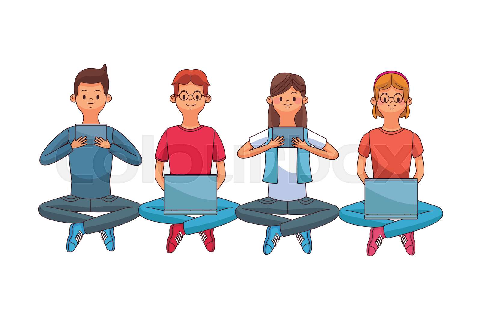 group of friends cartoon | Stock vector | Colourbox