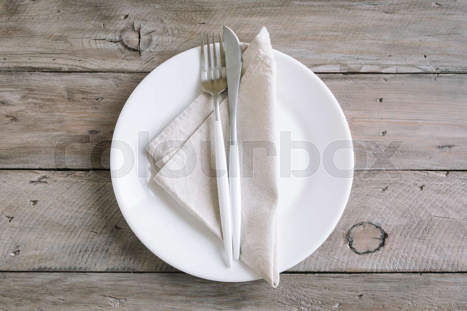 Plain table setting | Stock image | Colourbox