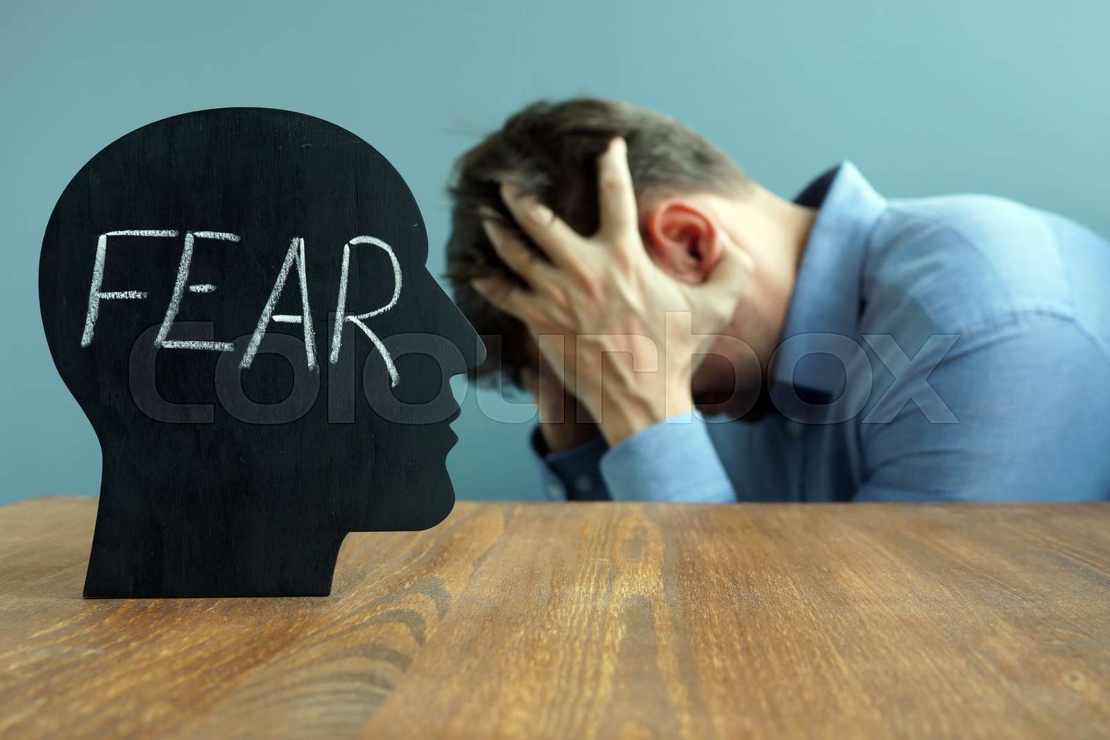 Head shape with word fear. Stress and mental problems. | Stock image ...