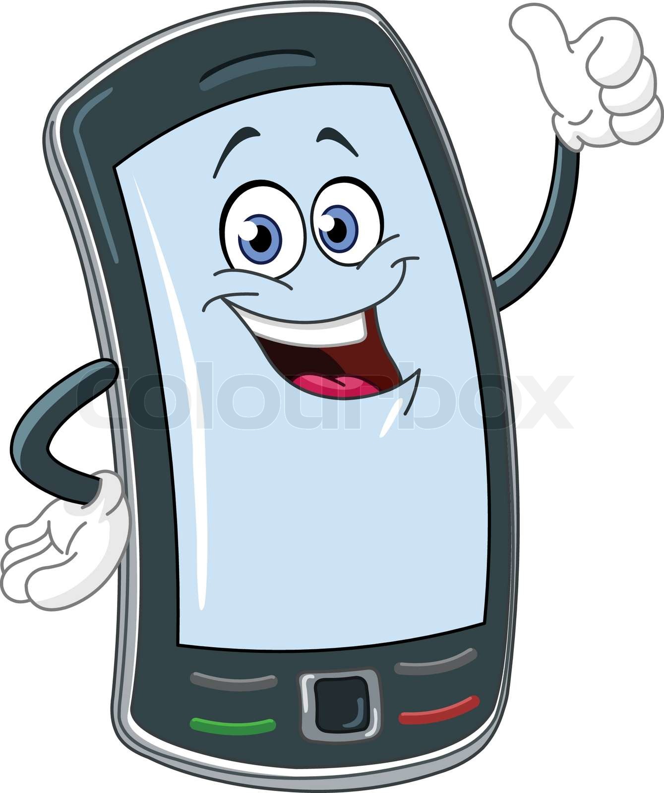 Smart phone Cartoon mit Daumen nach oben | Stock-Vektor | Colourbox