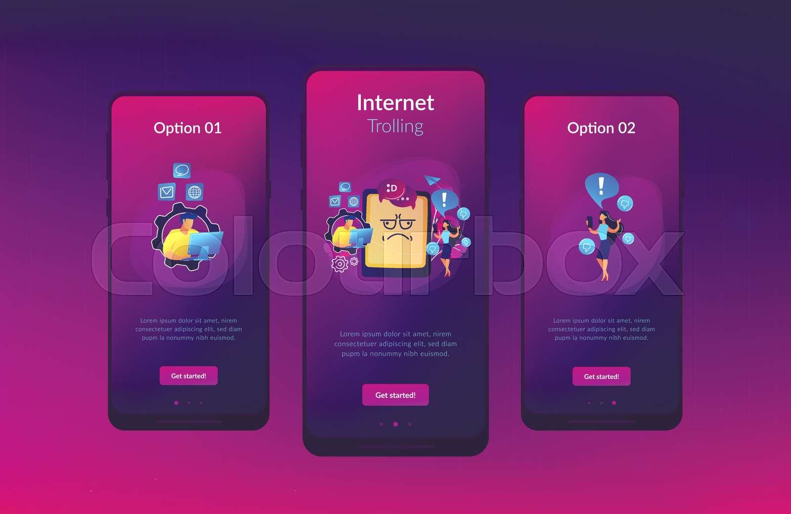 Internet trolling app interface template. | Stock vector | Colourbox