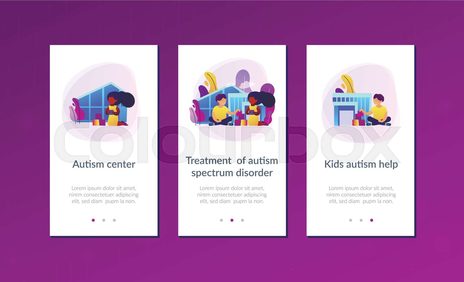 Autism center app interface template. | Stock vector | Colourbox