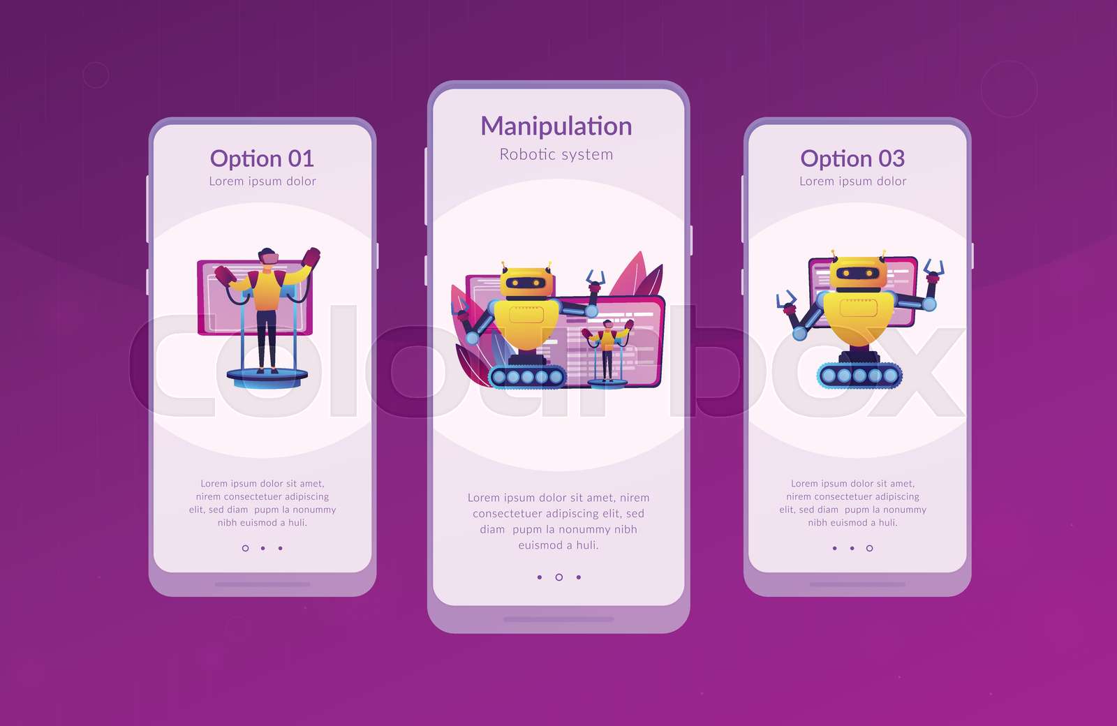 Remotely operated robots app interface template. | Stock vector | Colourbox