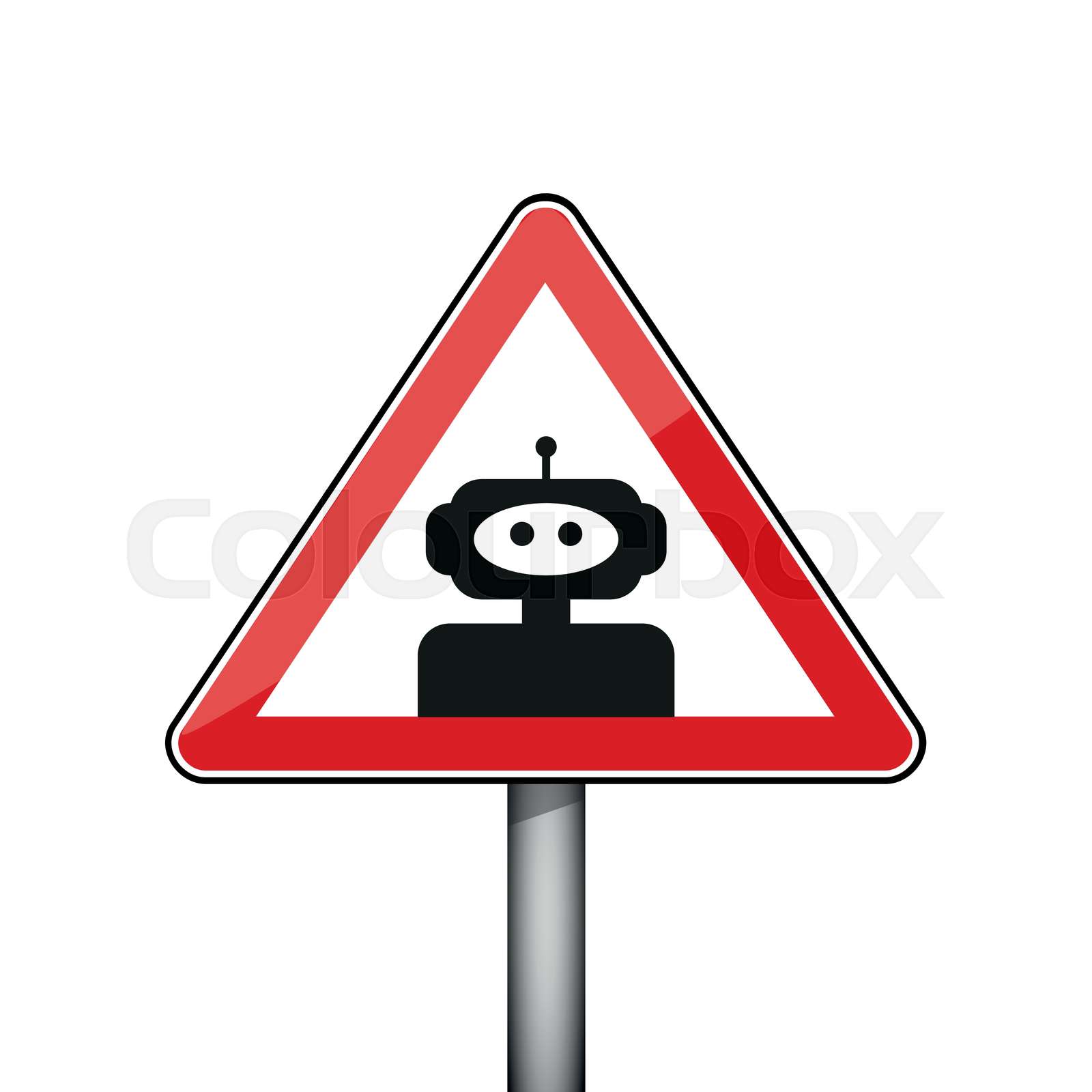 triangular warning sign with robot | Stock-Vektor | Colourbox