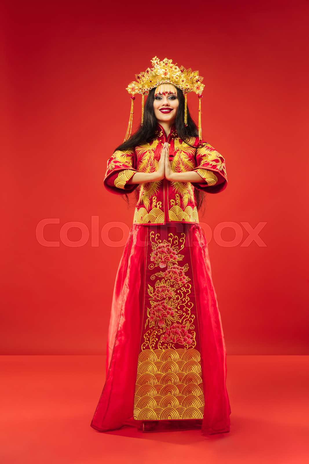 Chinese traditional woman. Beautiful young girl wearing in national ...