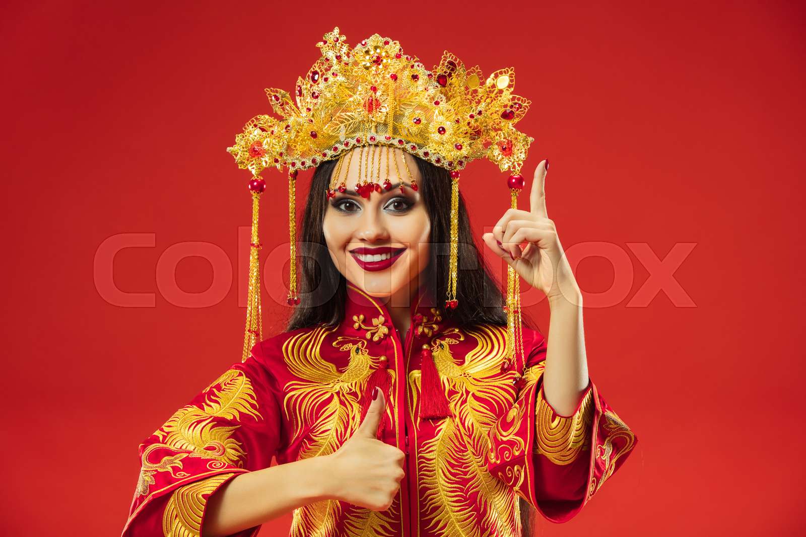 Chinese traditional woman. Beautiful young girl wearing in national ...