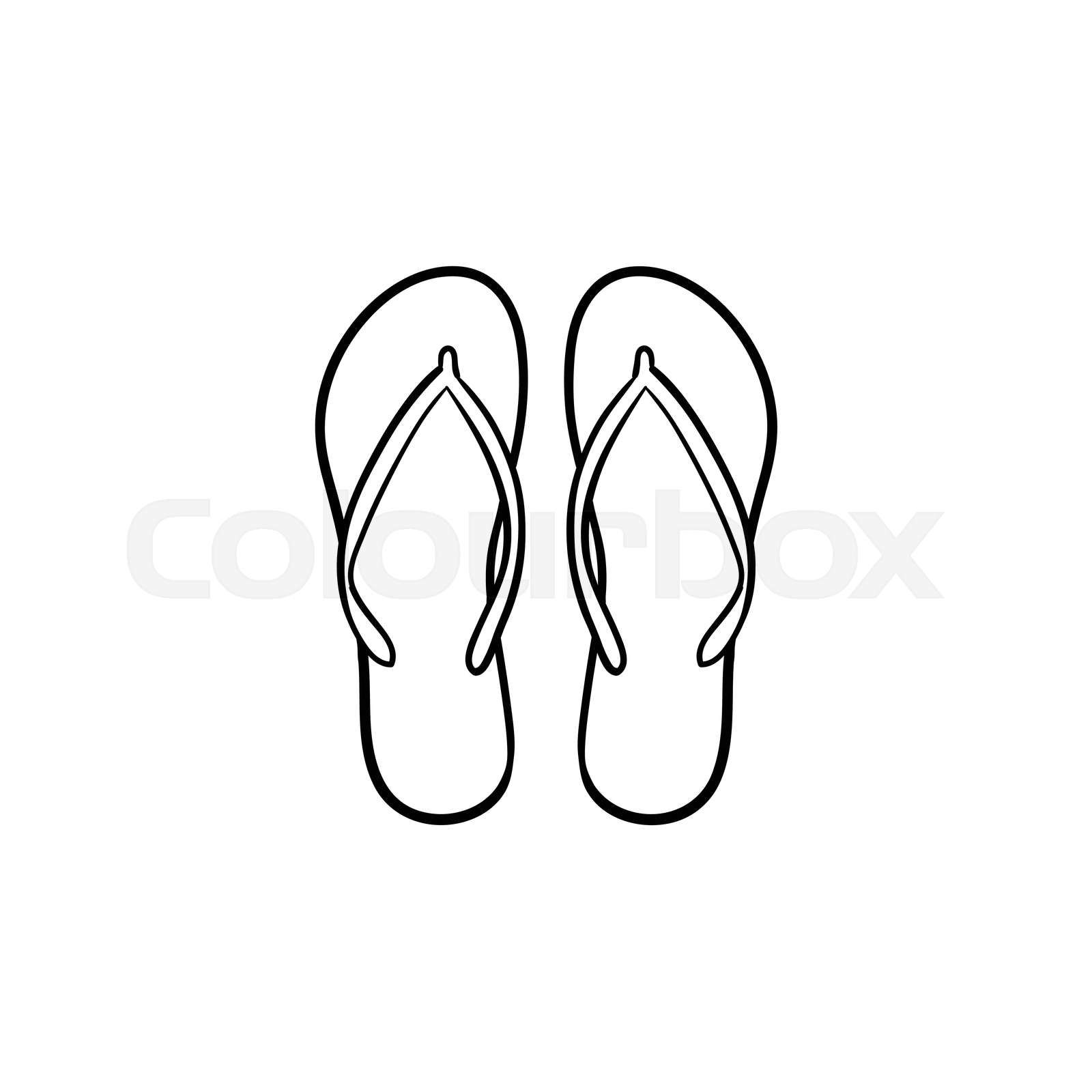 Pair of flip flop slippers hand drawn outline doodle icon. | Stock ...