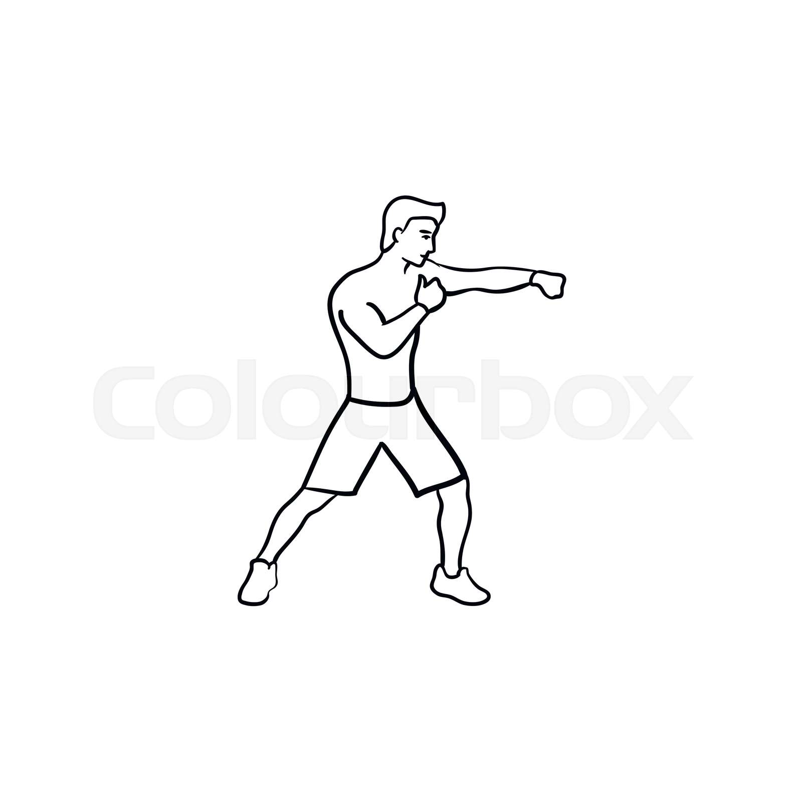 Boxing man hand drawn outline doodle icon. | Stock vector | Colourbox
