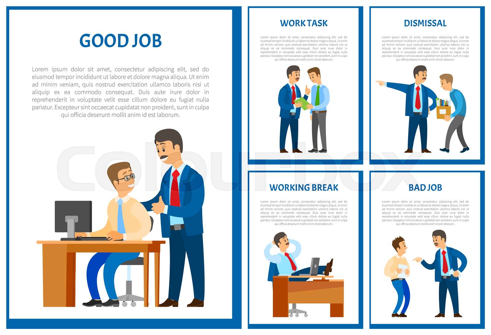Good Job of Worker, Boss Praising Employee Poster | Stock vector ...