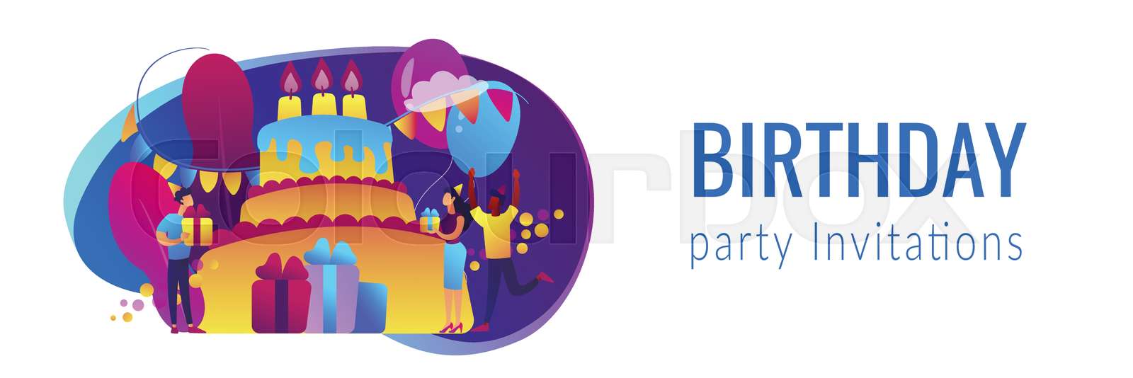 Birthday party concept banner header. | Stock vector | Colourbox