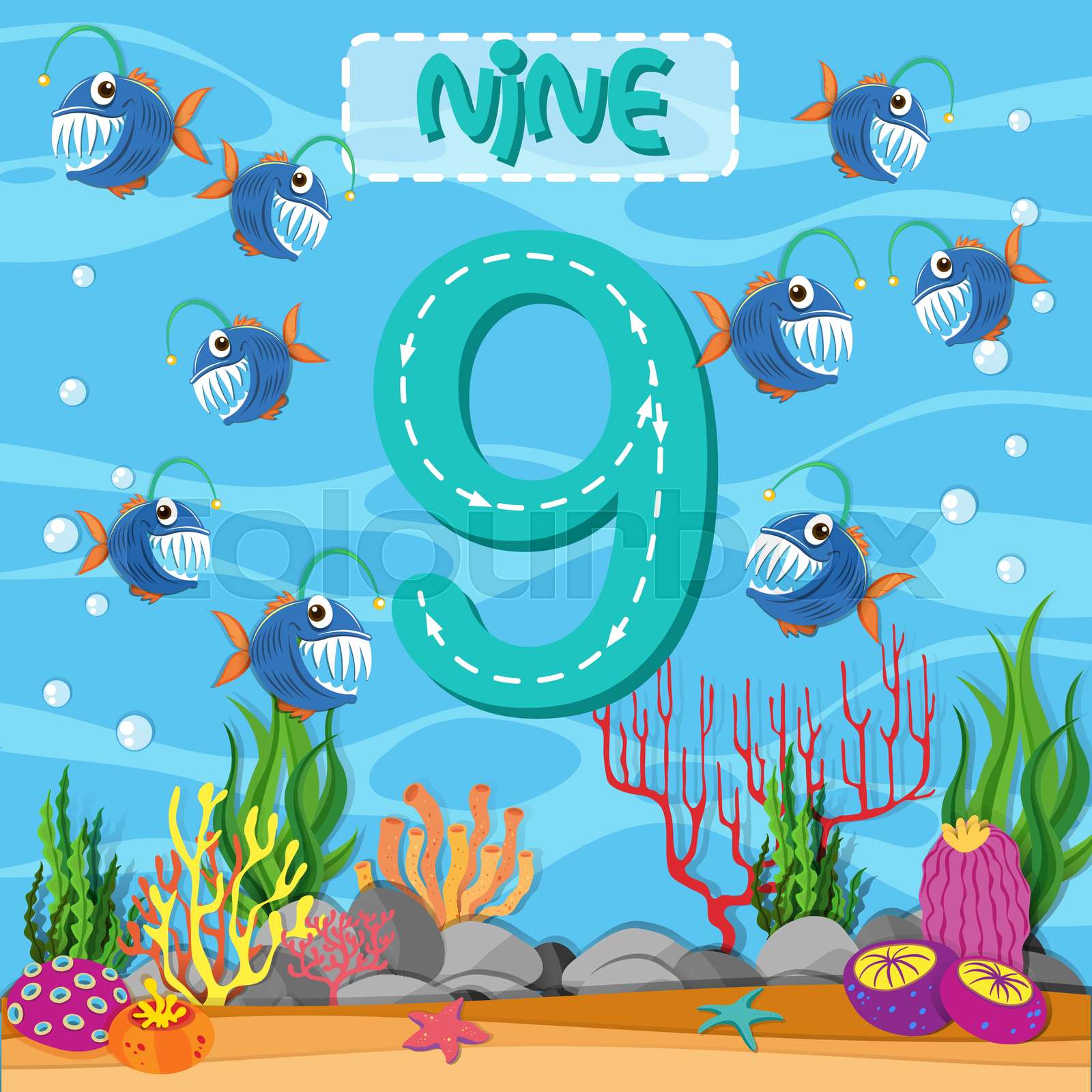 How to write number nine | Stock vector | Colourbox