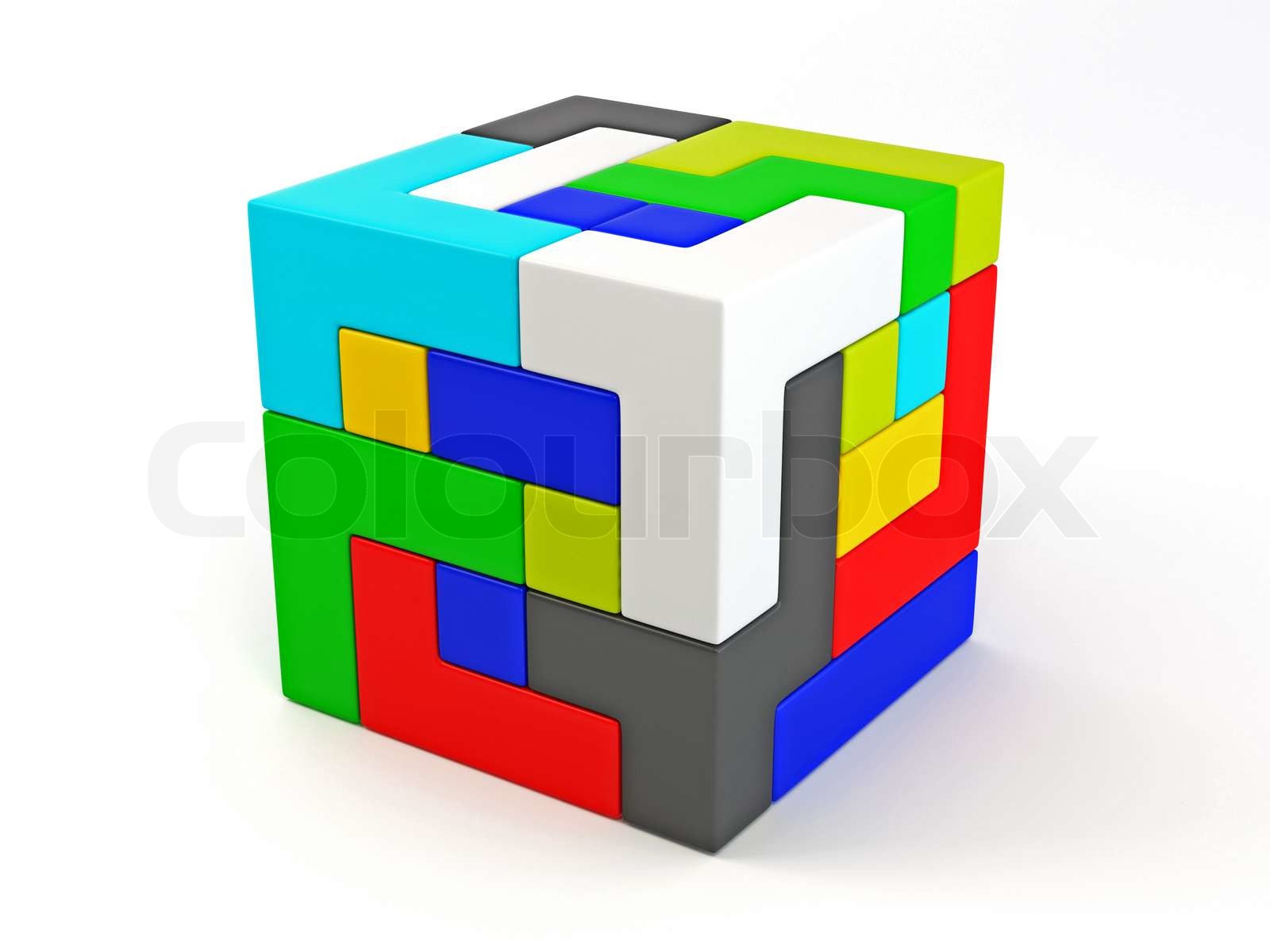 A cube built from blocks Puzzle | Stock image | Colourbox
