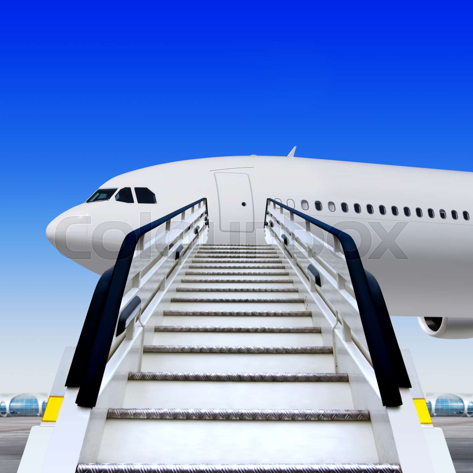 ramp at airport near white plane | Stock image | Colourbox