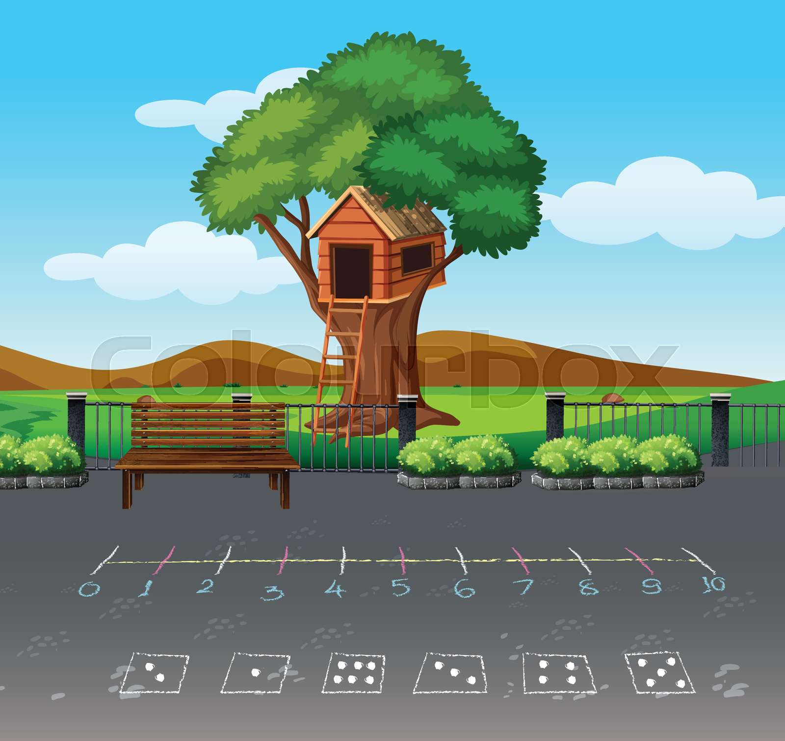 Math game at playgound landscape | Stock vector | Colourbox