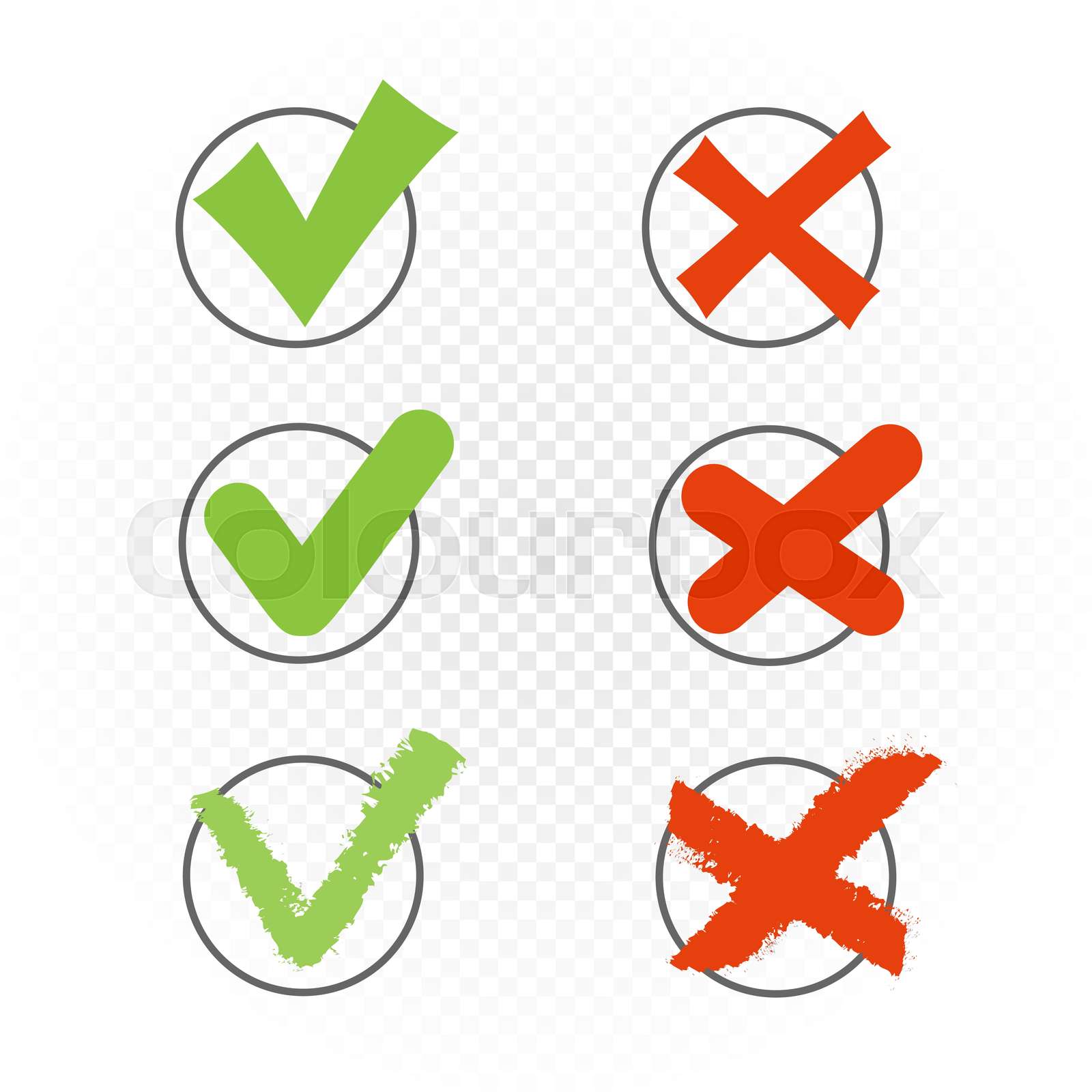 round check box set yes no sign | Stock vector | Colourbox