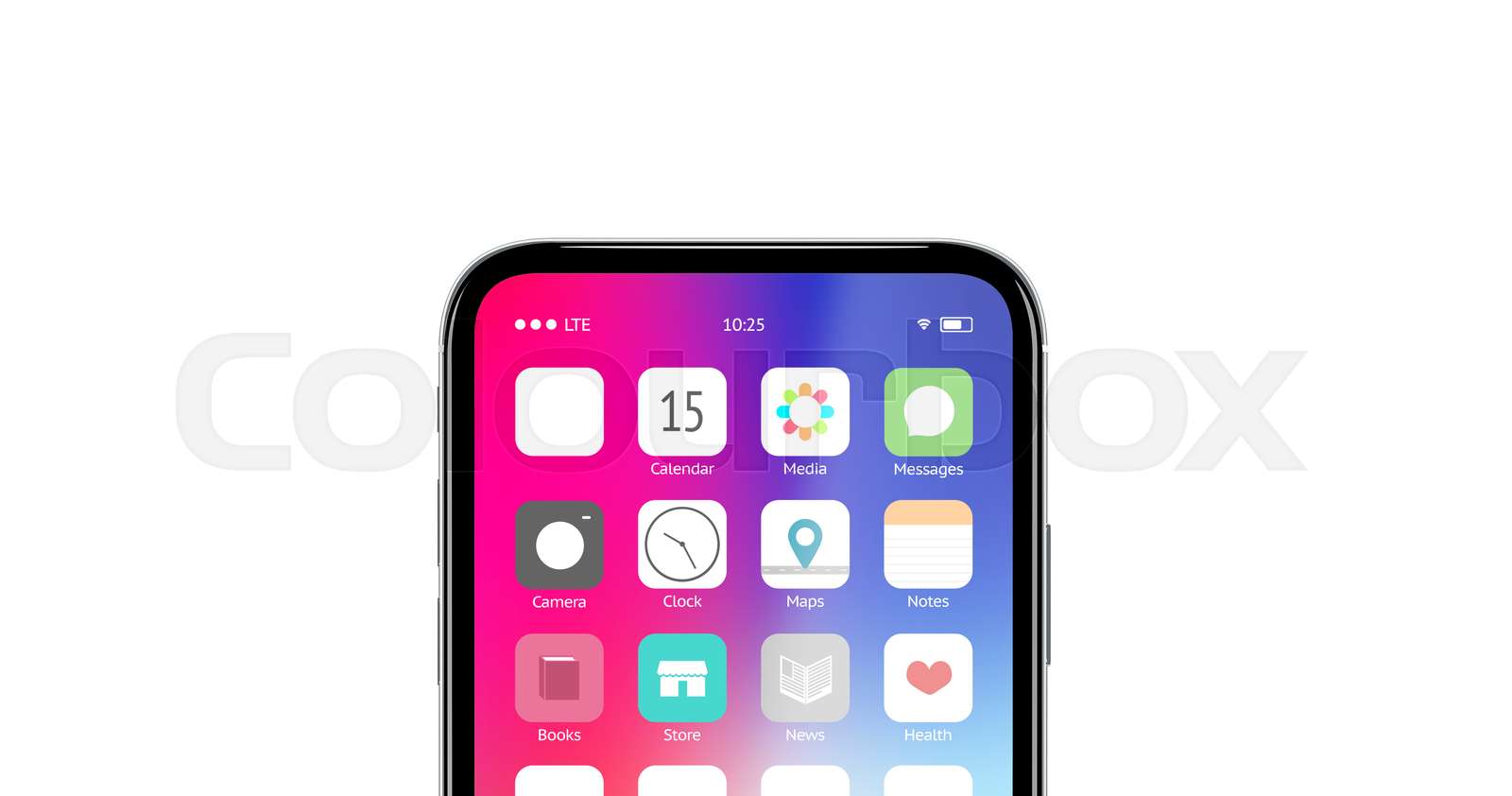 Blank white app button on phone screen mockup | Stock image | Colourbox