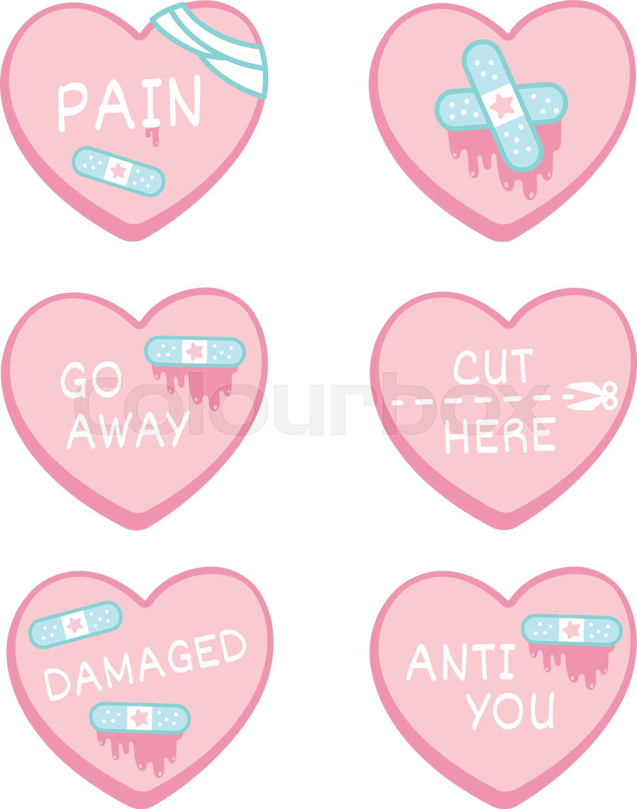 Damaged bleeding heart with patches and bandage in yami kawaii style ...