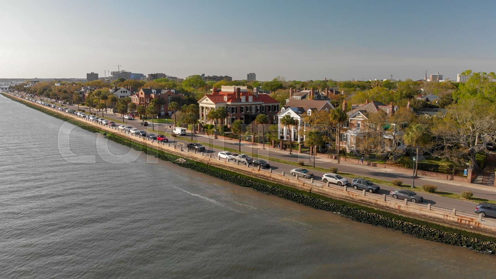 Panoramic aerial view of Charleston skyline, South Carolina | Stock ...