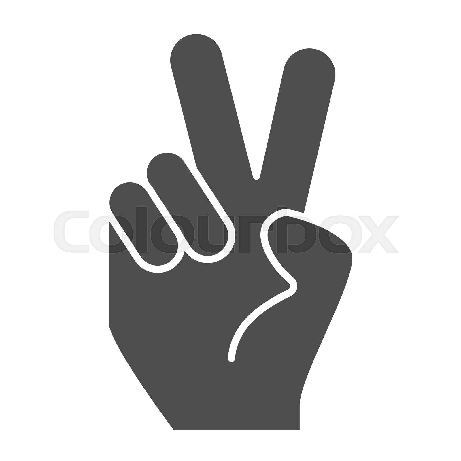 Hand gesture peace solid icon. Hand with two fingers up vector ...