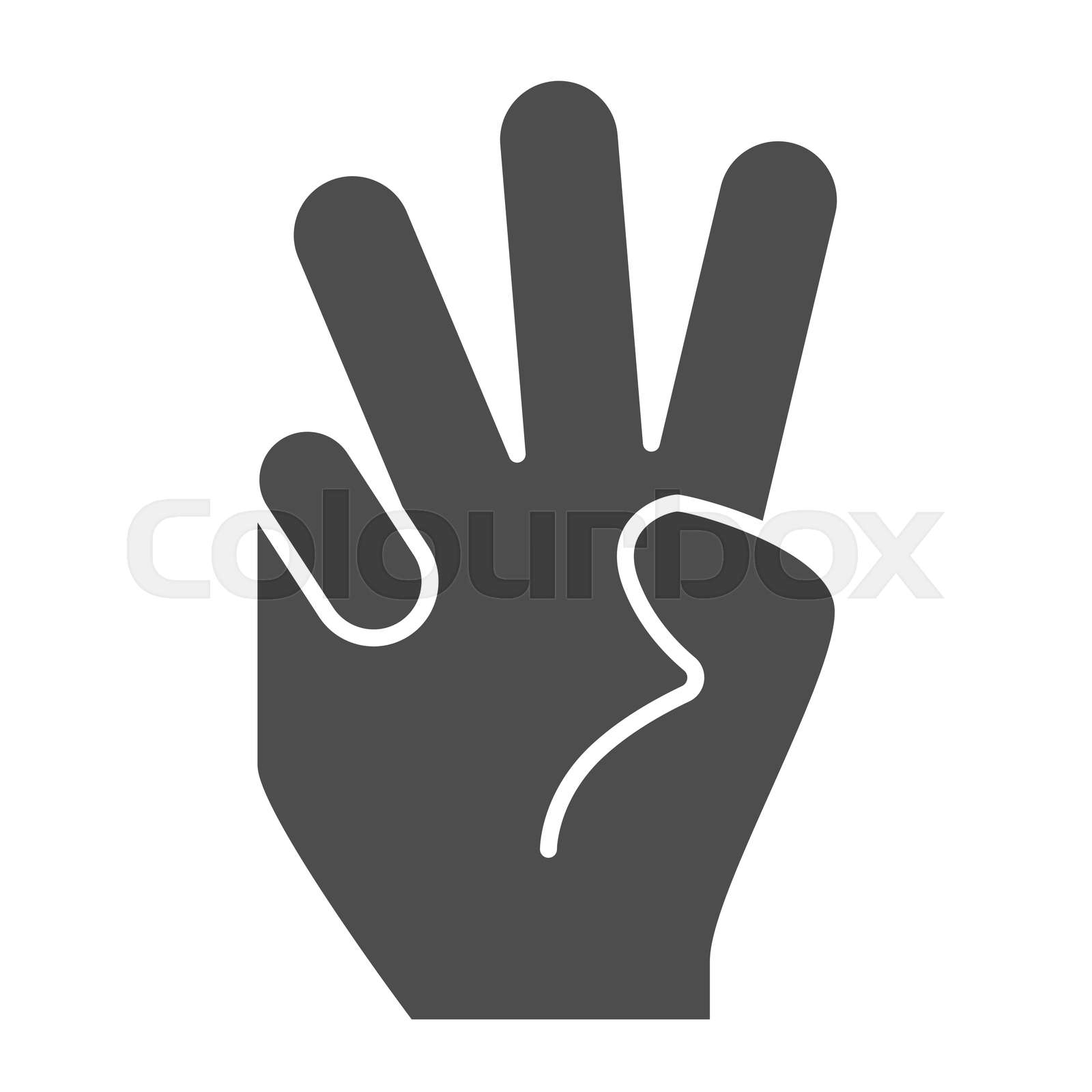 Three fingers up solid icon. Number three vector illustration isolated ...