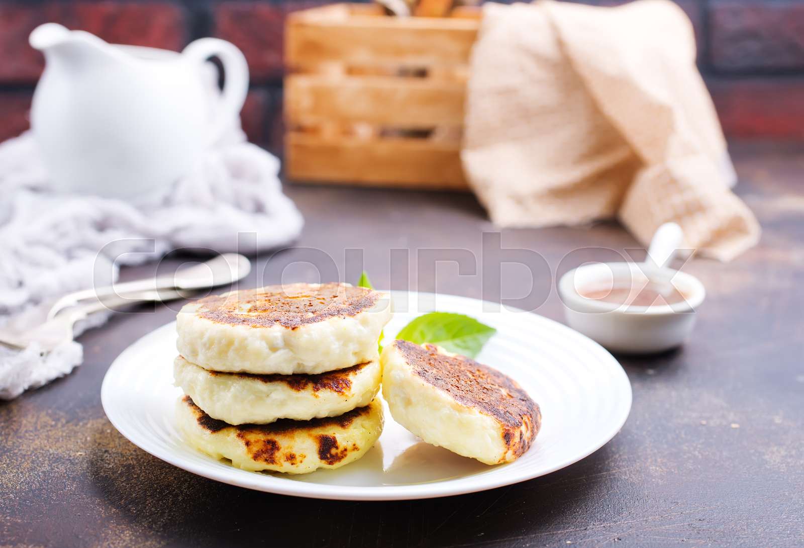 fried cottage cheese | Stock image | Colourbox