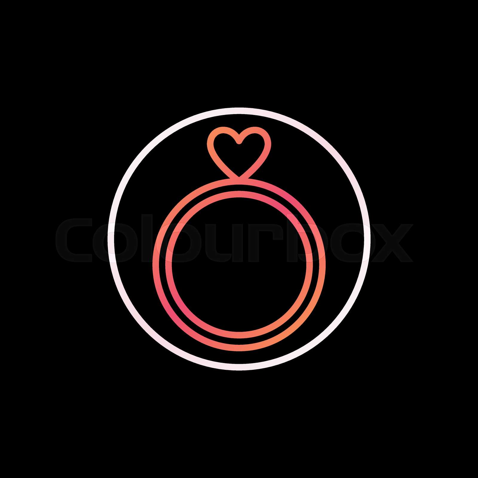 Engagement Ring with Heart vector colored outline icon or sign | Stock ...