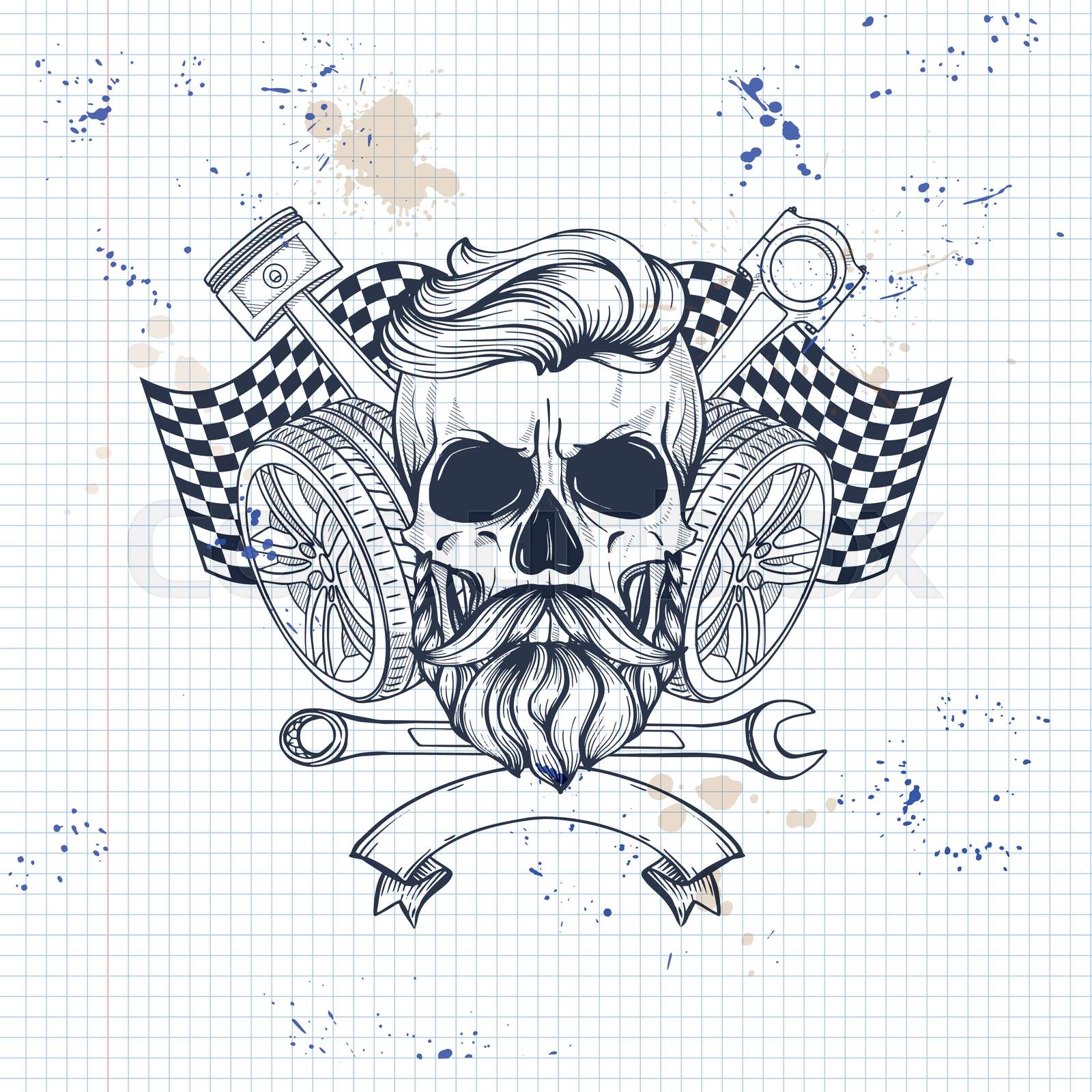 Racer skull with helmet | Stock vector | Colourbox