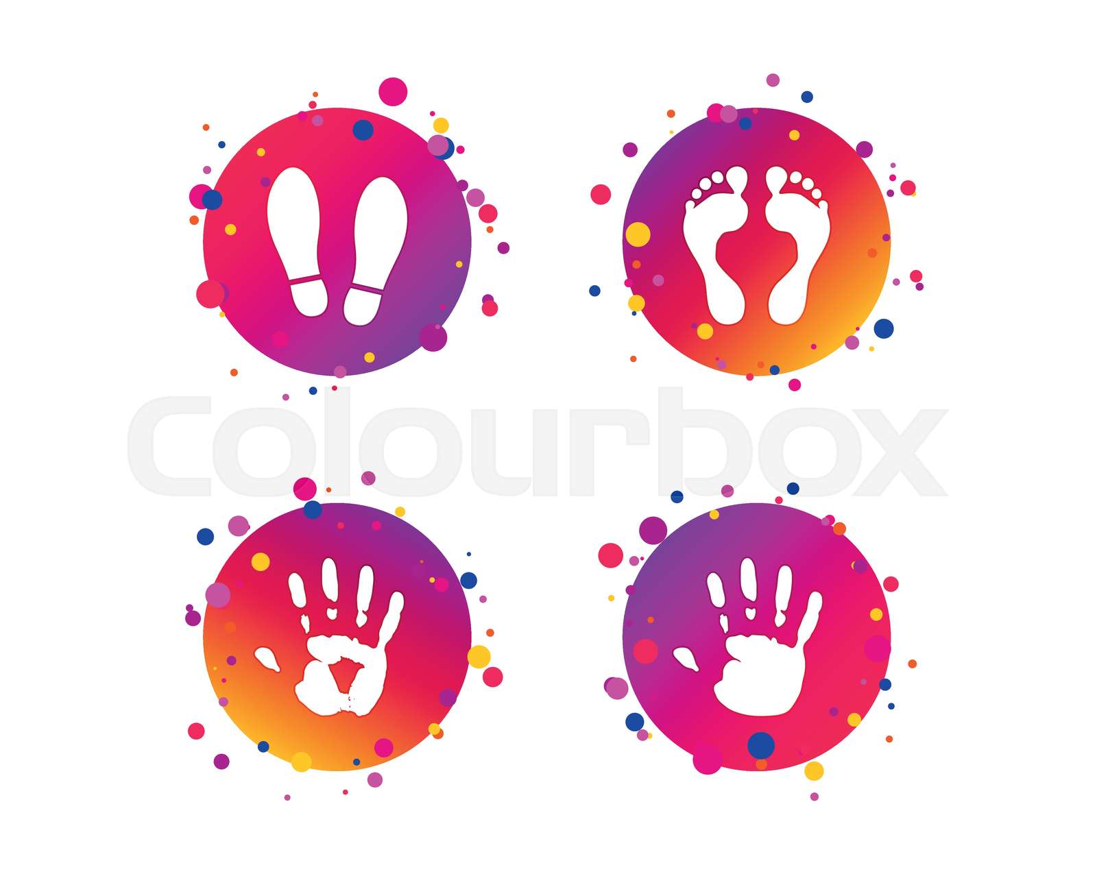 Hand and foot print icons. Imprint shoes symbol. Vector | Stock vector ...